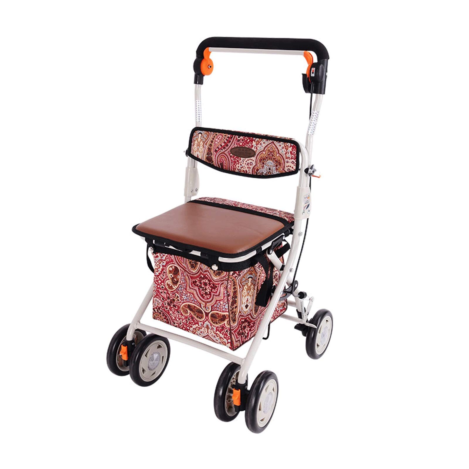 Rollators Walker Walker with Seat Walkers for Seniors Elderly Shopping Cart Folding Shopping Cart,Maximum Load 200kg/440lbs (Size: 50x53x92cm)