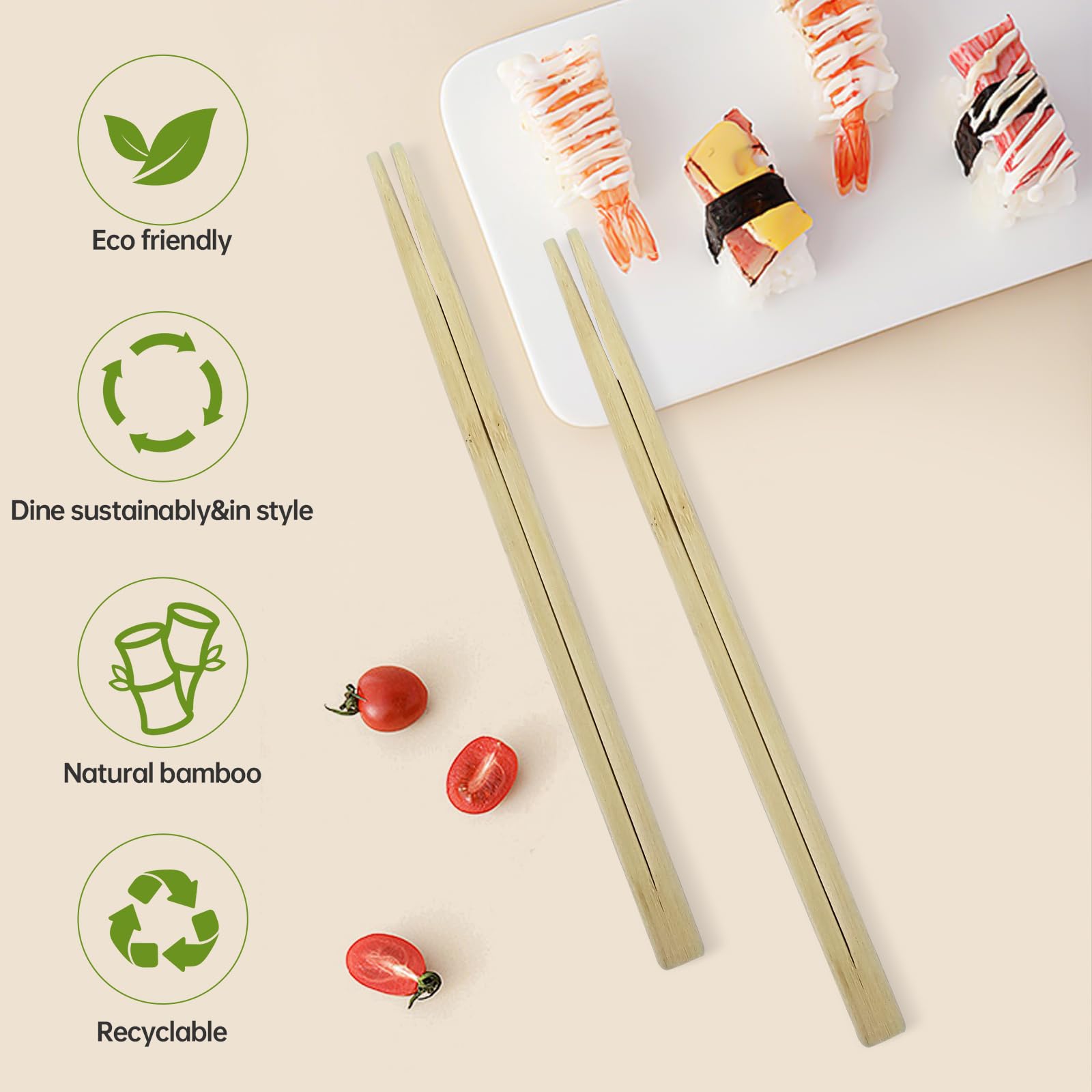SSHAN Bamboo Chopsticks Disposable - Individually Wrapped Disposable Chop Sticks, Solid No Splinter Japanese Chopsticks (90 pairs)