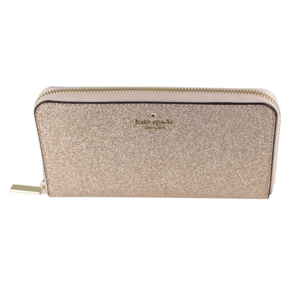 Kate Spade female shimmy glitter boxed large continental wallet rose gold