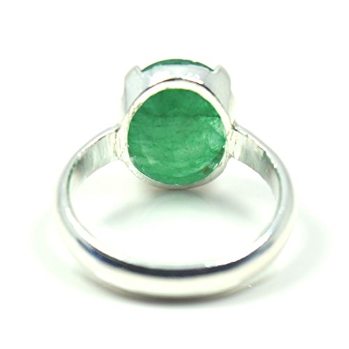Jewelryonclick Genuine 4.5 Carat Emerald Silver Ring for Women Prong Setting Size 4,5,6,7,8,9,10,11,12,13