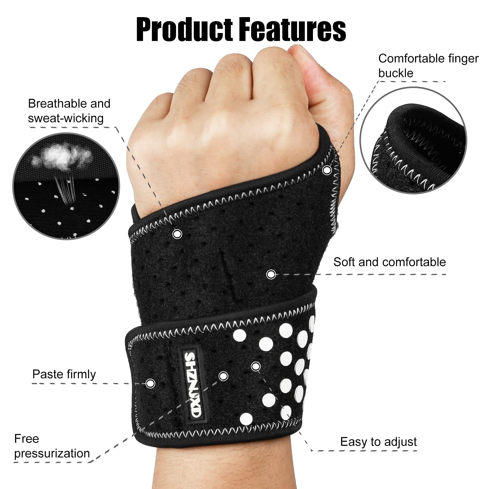 SHZNJXD Upgrade Wrist Brace for Carpal Tunnel for Women Men Right & Left Hands Doctor Recommend Wrist Wraps, Night Support (2 Pack Black)