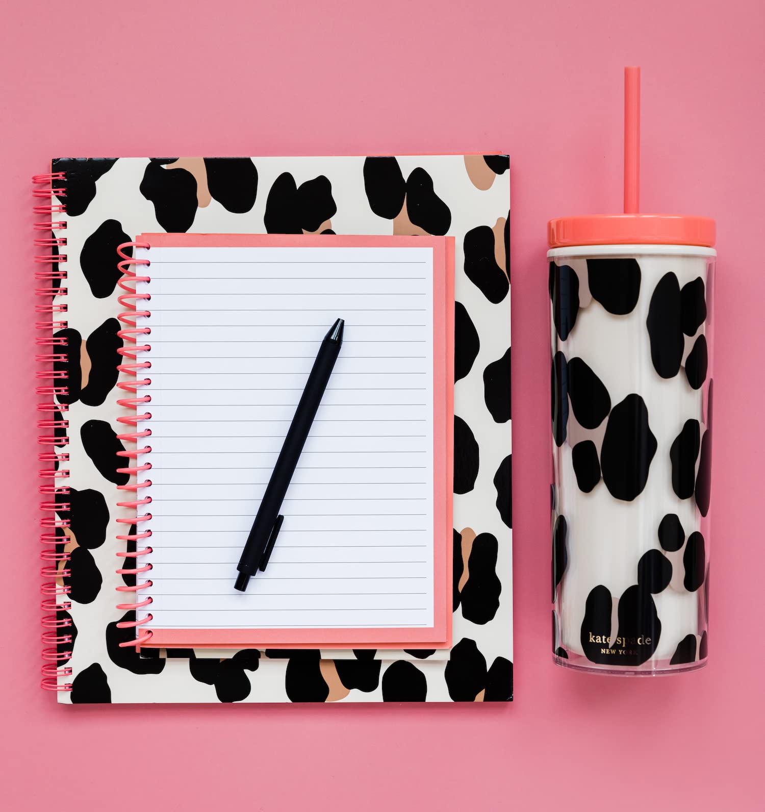 Kate Spade New York Large College Ruled Notebook, 11" x 9.5" Leopard Print Spiral Notebook with 160 Pages, Forest Feline