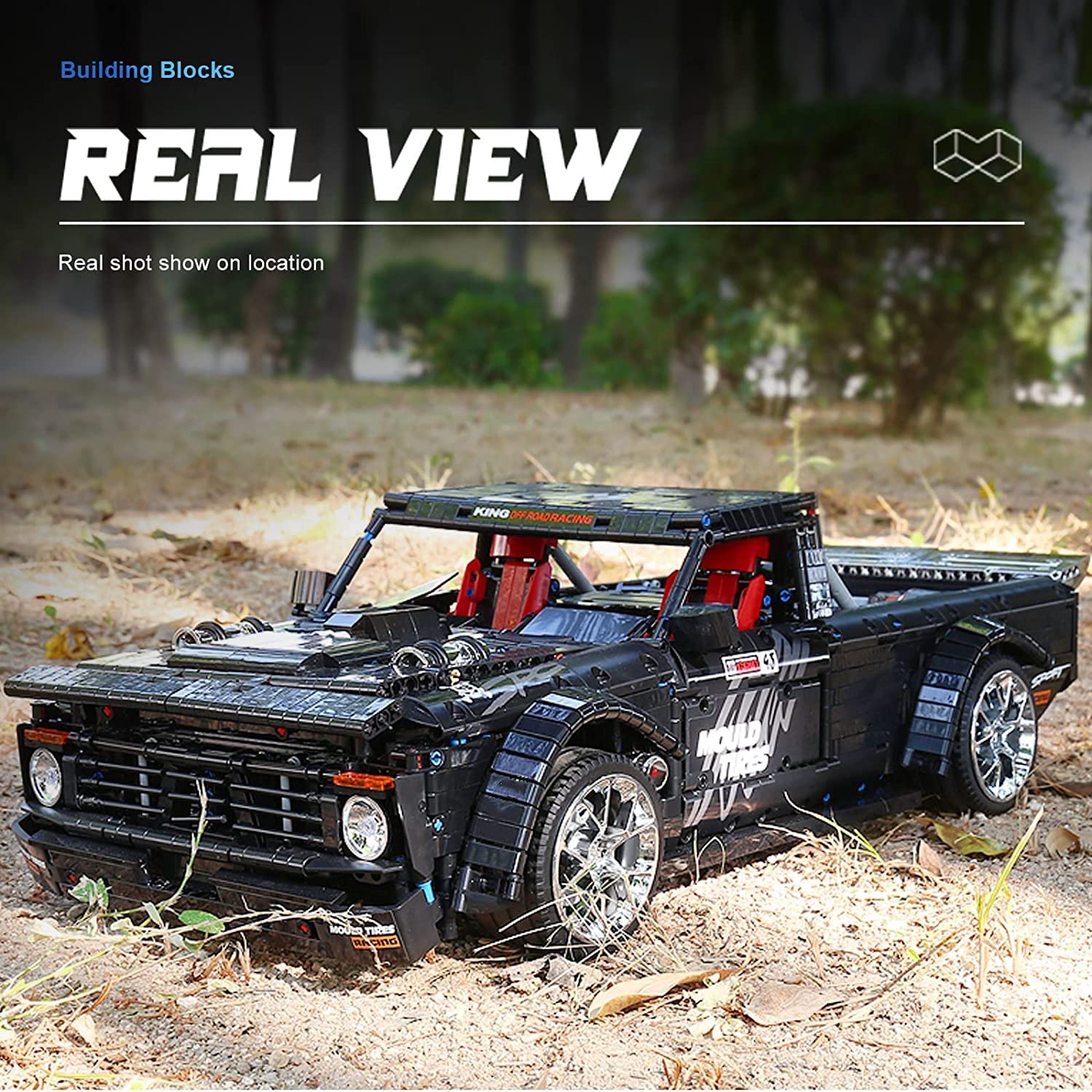 Mould King 13082 Pickup Truck Building Kits Model, 3695 Pieces MOC Building Blocks Remote Control Car Sets, STEM Educational Construction Toys for Kids