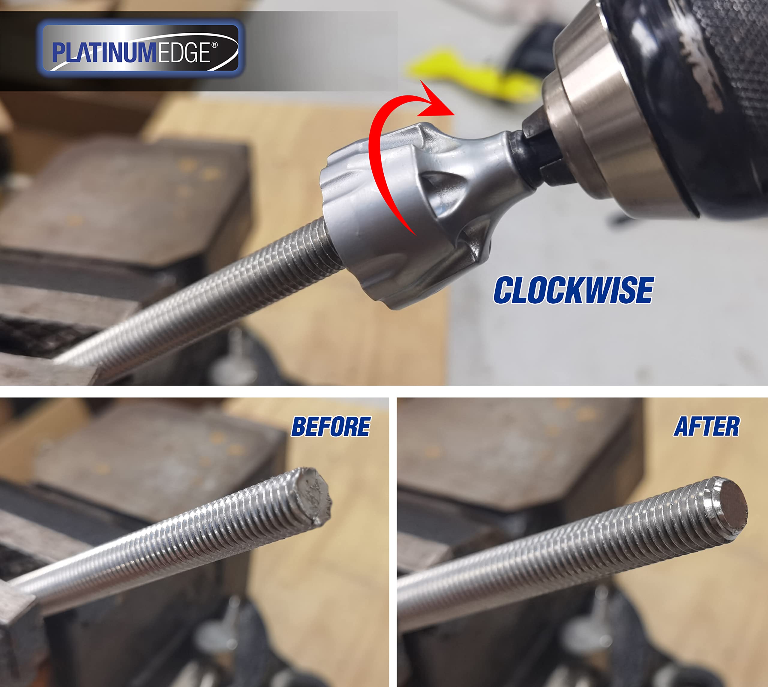PLATINUMEDGE Deburring External Chamfer Tool, YG8 Carbide Blade, Deburring Drill Bit, Remove Burr Tools, Quick Release 1/4inch Hex Shank, Repairing Damaged Bolts, Fits for 1/8β-3/4β (3mm-19mm)