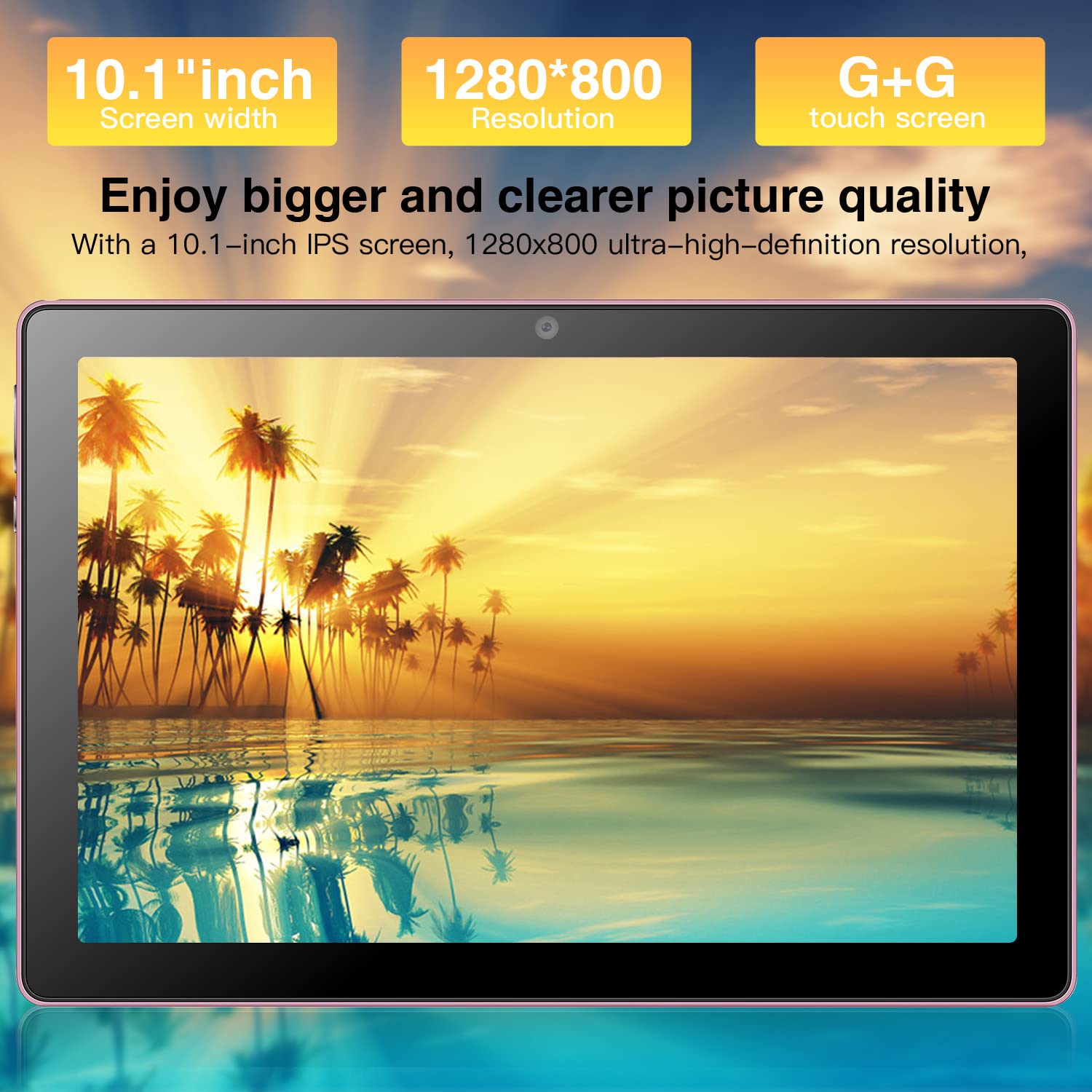 Tablet with Keyboard 10 Inch Android 11 Go - 64 GB ROM | 256GB Scalable - 10" IPS HD Display, 6000mAh Long Battery Life Tablets GMS Certified | 2MP+5MP Camera WiFi FM Bluetooth (Pink)