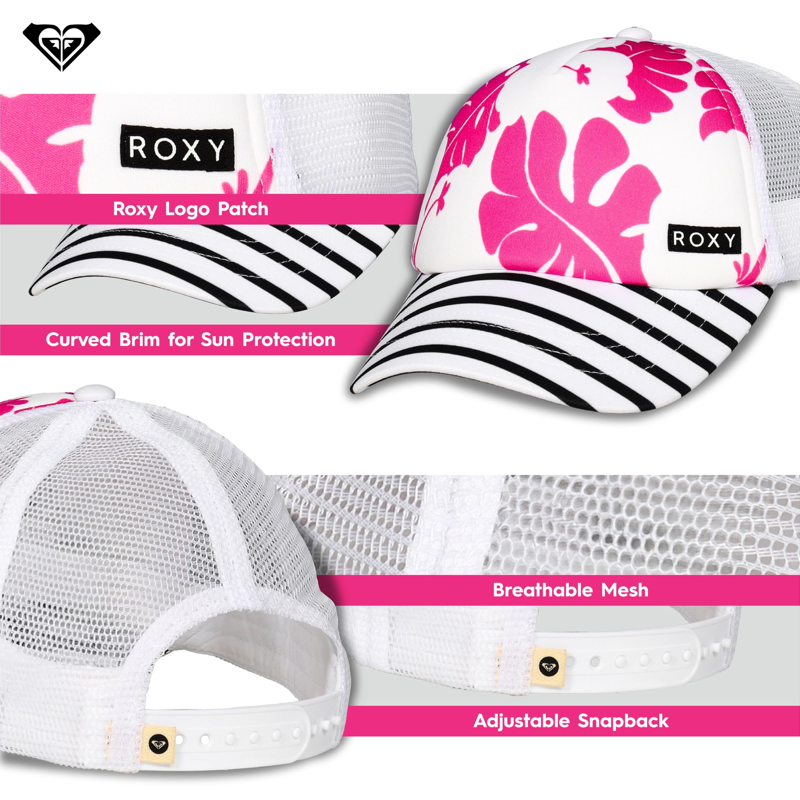 Roxy Girls' Honey Coconut Trucker Hat, Shocking Pink Og Mini 241, One Size