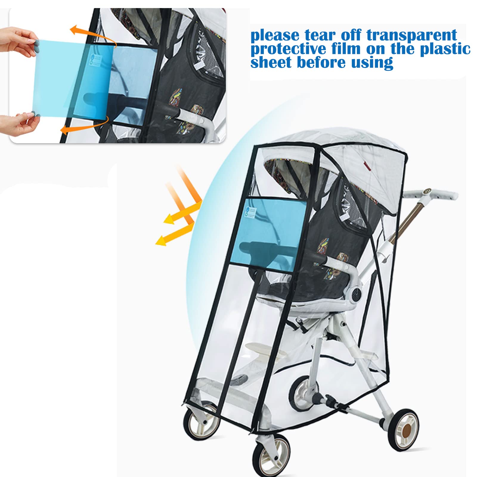 Rider Stroller Rain Cover , Rider Stroller Accessory, Baby Travel Weather Shield, Windproof Waterproof, Protect from Dust Snow (Black-Ordinary Style)