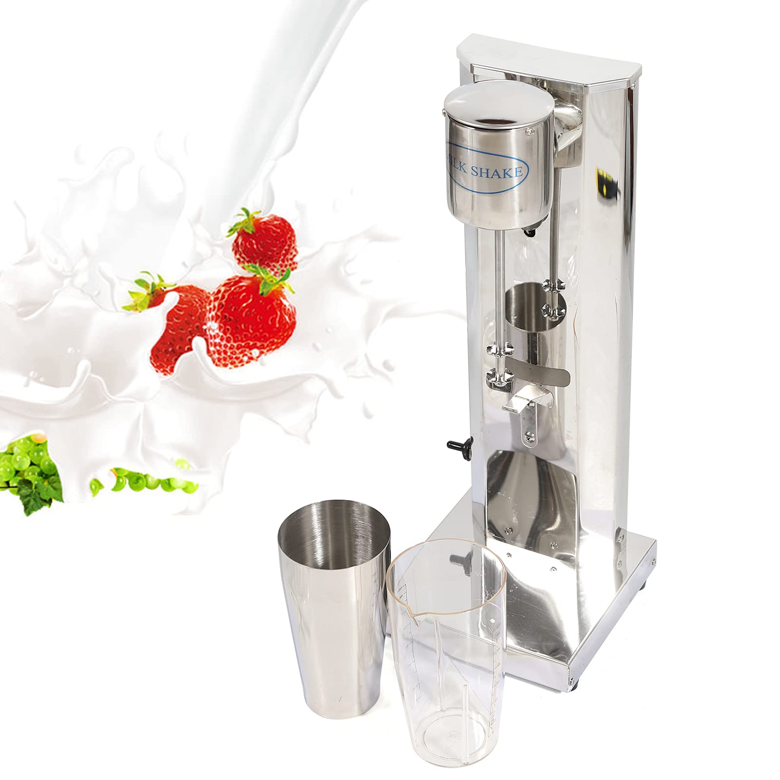 YETINGSHOP Milkshake Maker, 180W Stainless Steel Electric Milkshake Maker Machine, Single Head Commercial Drink Mixer for Milkshake Mixed Drink, Two 0.21Gal Cups, 2 Speed Adjustable