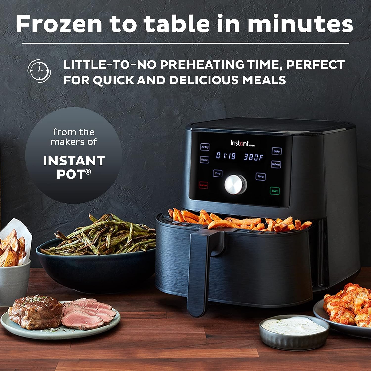 Instant Vortex 6 Quart Air Fryer Oven, 4-in-1 Functions, Customizable Smart Cooking Programs, Nonstick and Dishwasher-Safe Basket (Renewed)
