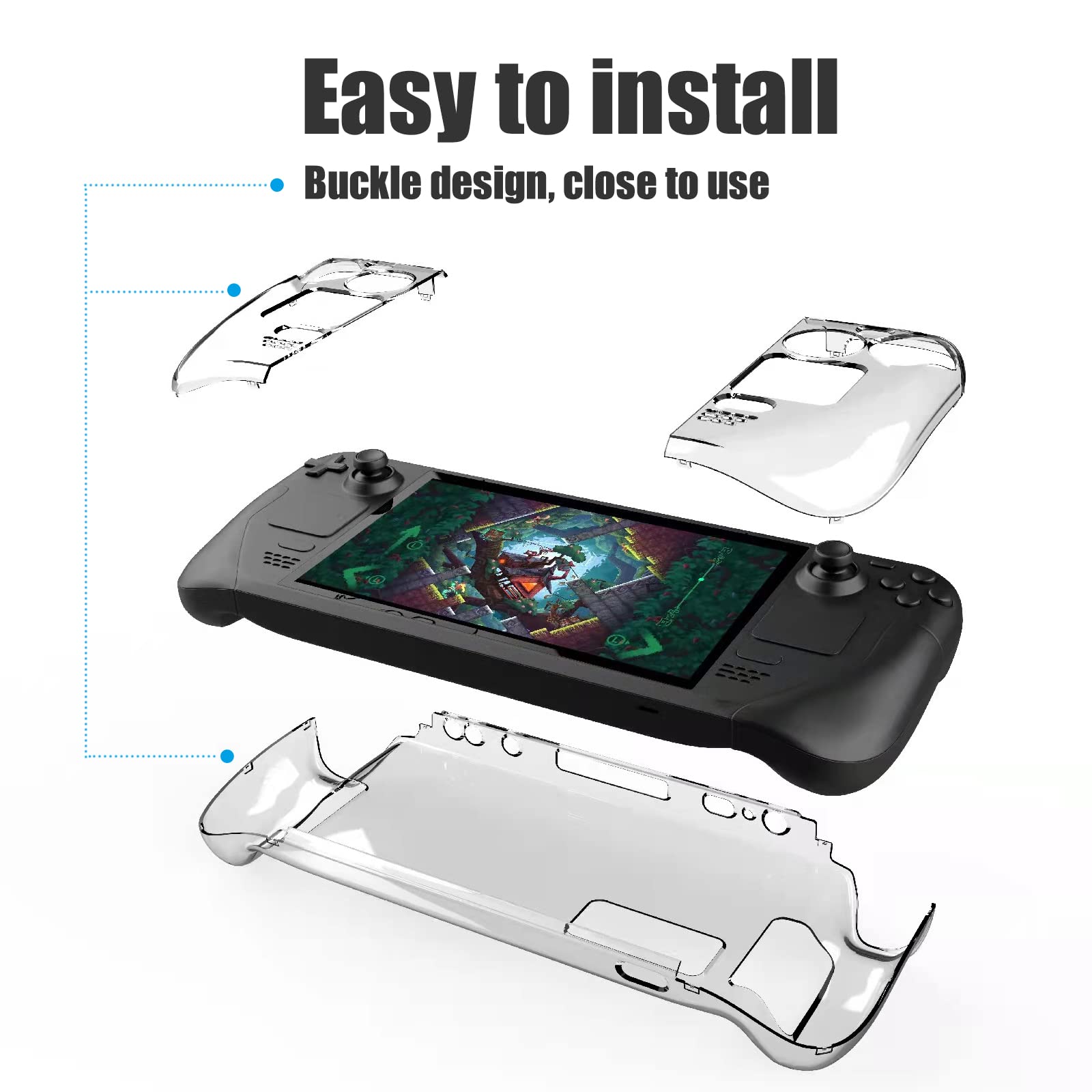 Protective Case, Clear Case, Hard Case for Deck with Tempered Glass Screen Protector - Clear