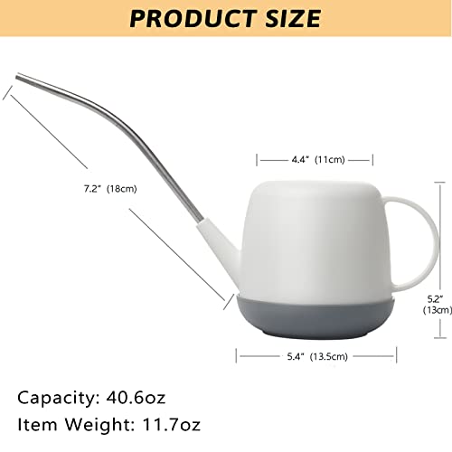 SAROSORA Watering Can for Hous Plants Garden Flower Long Spout 1.2L Helps You Water Tiny House Plants, Succulents, Bonsai or Herb Gardens (White)