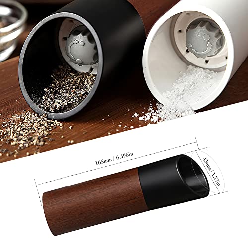 Pepper Grinder, Wood Pepper Grinder Pepper Mill, YFWOOD Manual Salt Grinder Adjustable Refillable Wooden Pepper Mill Salt - Gift(Black -1 Piece)