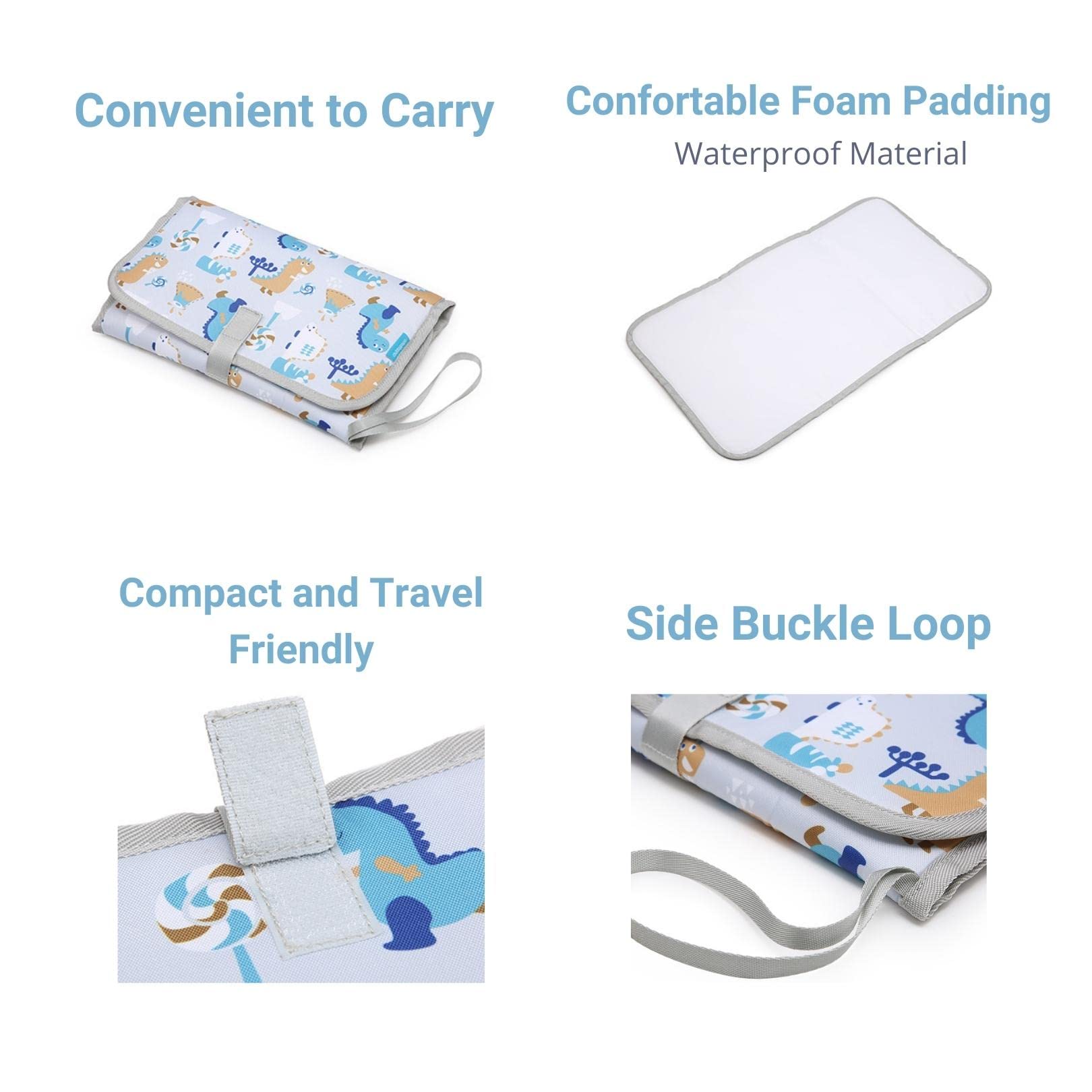 Portable Diaper Changing Pad - Waterproof Foldable Baby Changing Mat - Travel Diaper Change Mat - Lightweight Changing Pads for Baby - Baby Changer - Machine Washable - Small Changing Pad Silver