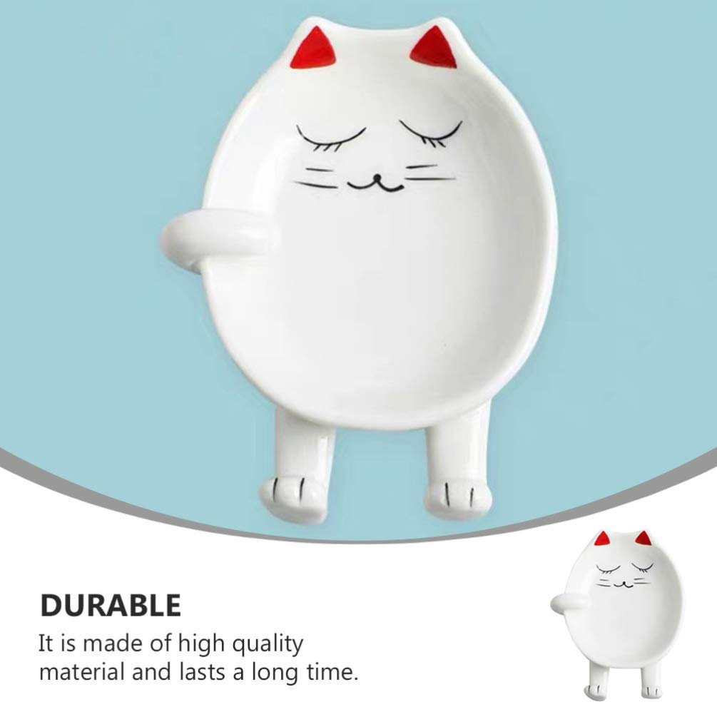 Luxshiny Spoon Rest Cat Spoon Rests ceramic utensil rest Pot Cover Holder spoon and chopstick stand for Stove Kitchen Japanese Decor