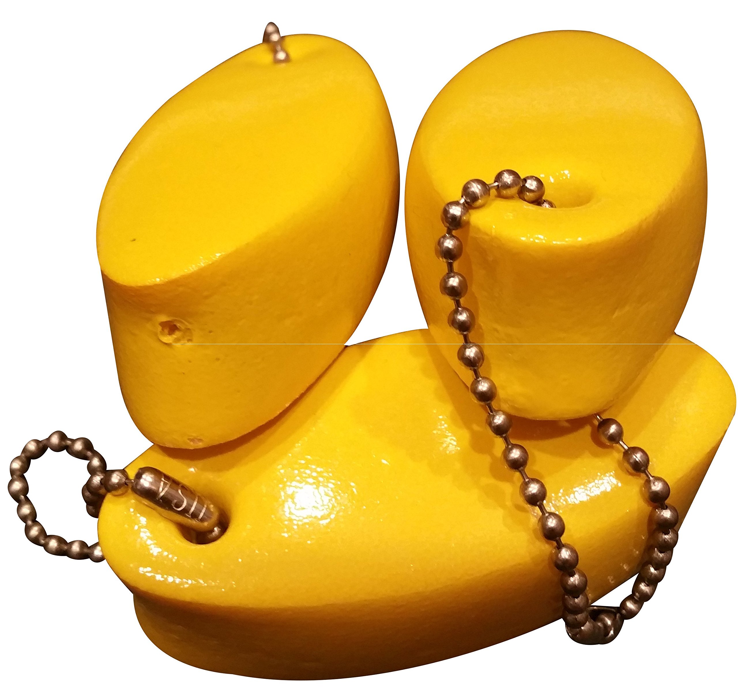 JQuad 3 Pack YELLOW Floating Keychain key floats Vinyl Covered Foam -Made in the USA- (Yellow)