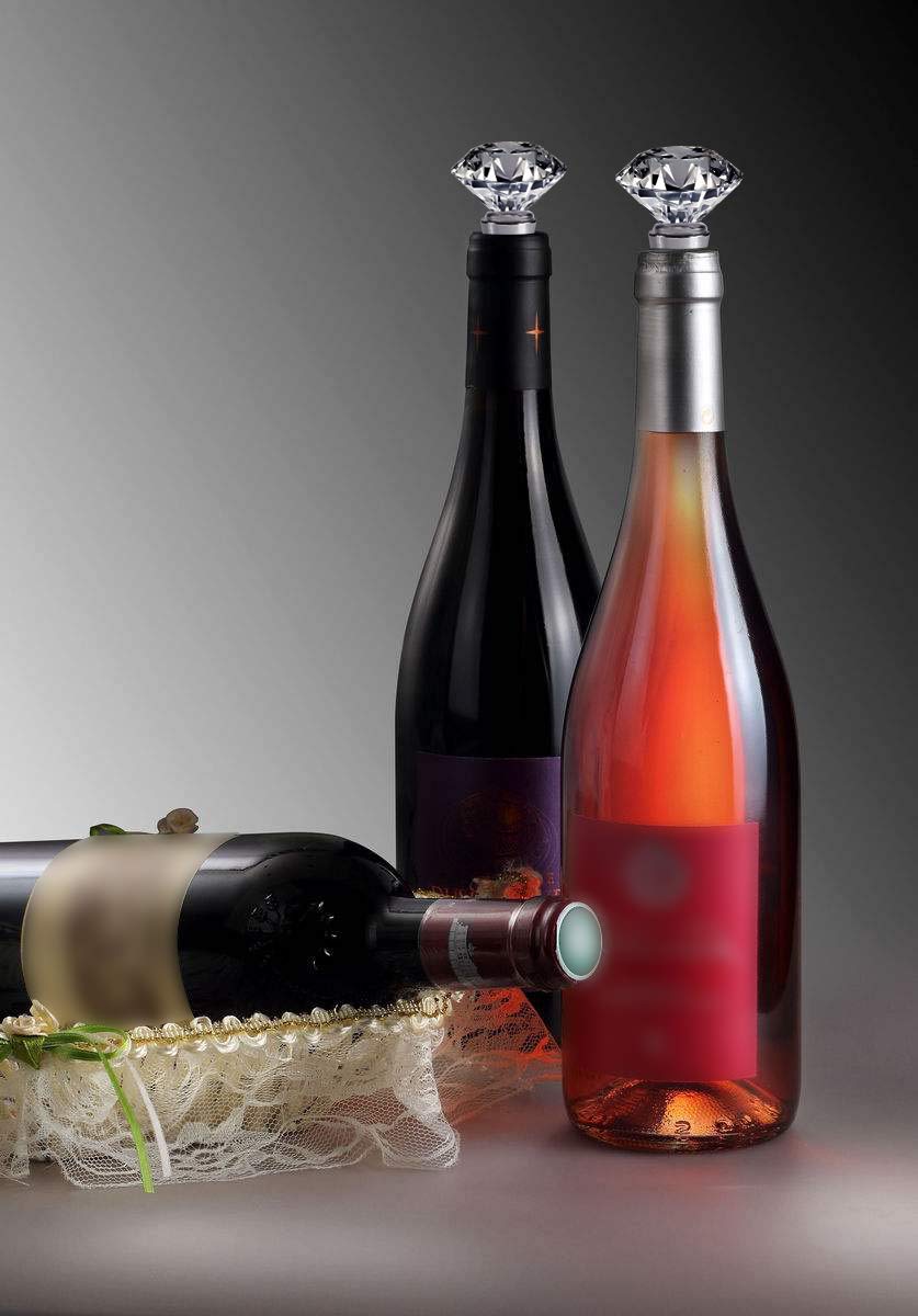 Miuion Decorative Crystal Wine and Beverage Bottle Stopper for Wine,Made of Zinc Alloy and Glass,Reusable Plug with Gift Box,Multi-Option (2 Pcs Crystal)