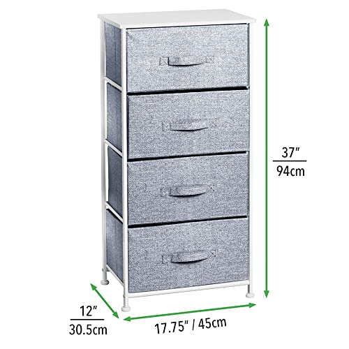 mDesign Tall Dresser Storage Tower Stand with 4 Removable Fabric Drawers - Steel Frame, Wood Top Organizer for Bedroom, Entryway, Closet - Jane Collection - Light Yellow/White