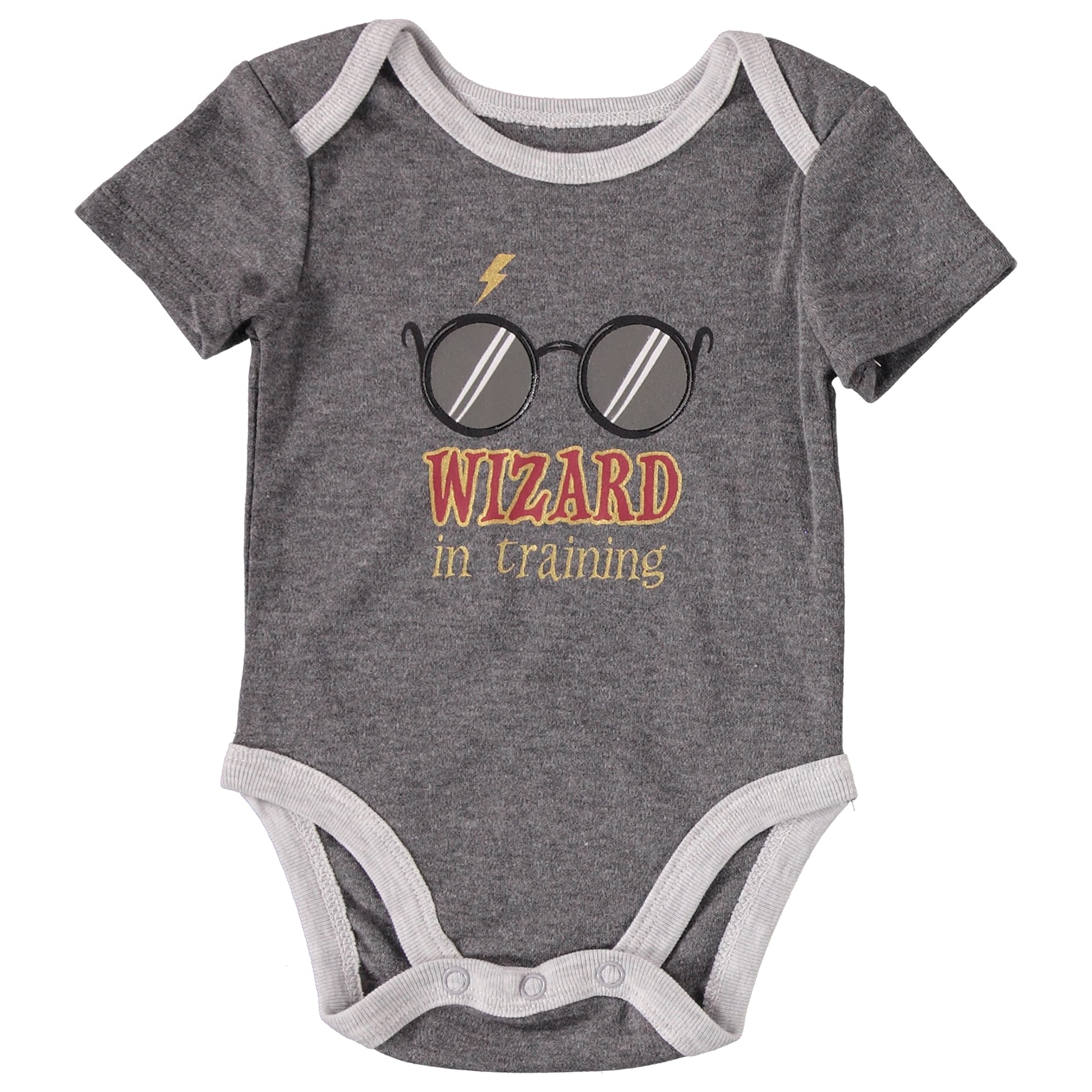 Harry Potter Baby Boys’ Short Sleeve Bodysuit Multipack Gift For Baby Girl or Boy Baby Clothes (Burgandy/Grey/White, 0-3 Months)