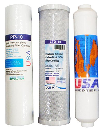 Replacement filter set for 3 Stage Reverse Osmosis Revolution Black Series 3 Stage Water Purifier