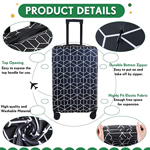 Sanwuta 3 Pcs Luggage Cover Washable Suitcase Protector Luggage Protector Suitcase Cover Anti Scratch Luggage Case Cover Fits 18-28 Inch Luggage, 3 Sizes (Geometric Style)