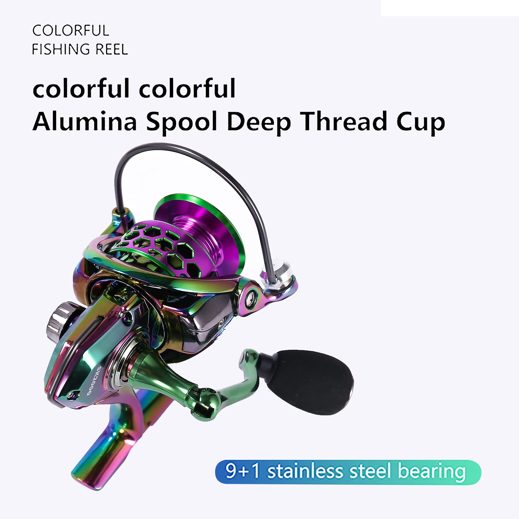 Metal Spinning Wheel Spinning Reel, 14+1 BB Lightweight, Super Smooth and Powerful, Size 2000 Ideal for Super Light/Ice Fishing Reels