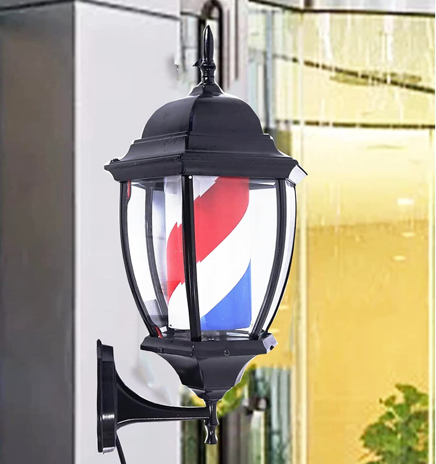 RUTILY Barber Pole Light Salon Barber Shop Light Spinning Style Red White Blue Barber Shop Open Sign LED Rotating Strips Light & Waterproof Save Energy LED Light,Wall Mountain Rotating Light