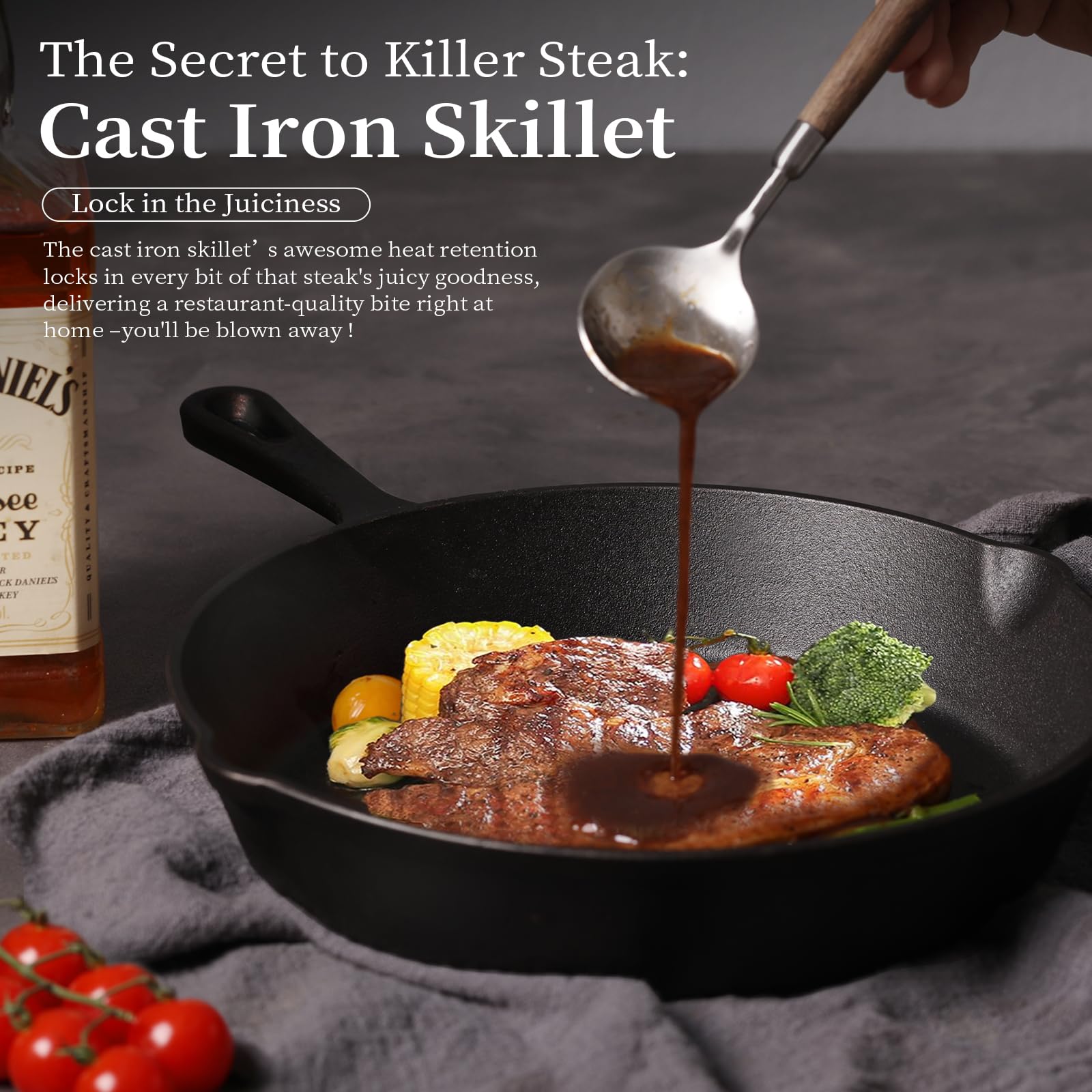 swiflon Cast Iron Skillets Non-Stick Frying Pans Griddle Egg Pan Round Indoor/Outdoor,Stove, BBQ, Grill Cookware,8 Inch
