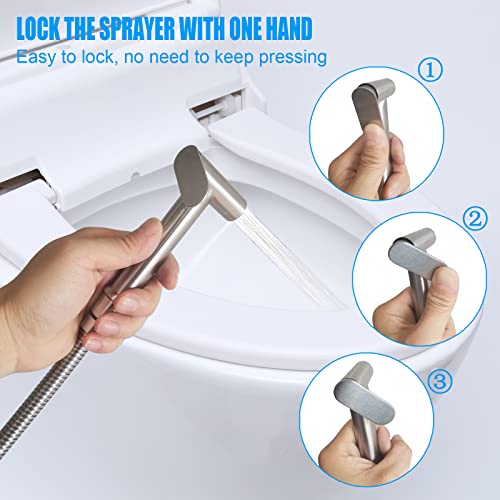 Luxury Bidet Sprayer for Toilet-Handheld Sprayer Attachment with Brass Leak Free T-Valve&Adjustable Jet Spray, Perfect for Feminine Hygiene