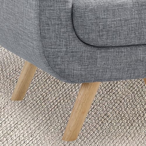 ROSEVERA Rylee 30”Accent Fabric Upholstered Arm Tufted Comfy for Reading in Bedroom,Living Room, Sofa Chair,Armchair for Small Space,Wood Legs, Standard, Gray Linen