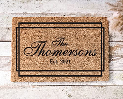 Personalized Last Name Coir Coconut Husk Doormat Door Mat 18x30 or 24x36 (18"x 30")