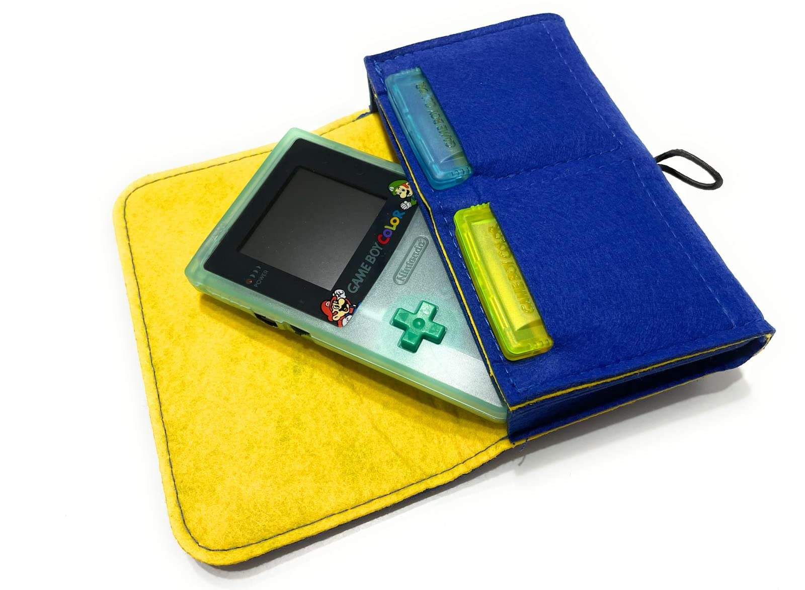 MRGC Felt Soft Case Carrying Bag for Nintendo GBA / GBC / GBP, Anbernic RG351V, Retroid Pocket 1 - Portable Travel Case, Protective Pouch for Handheld Retro Game Console (Blue)