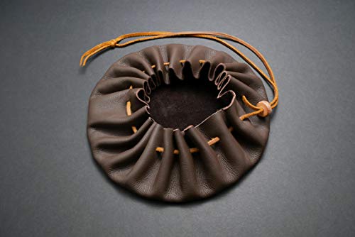 ROG Handmade Leather Drawstring Tinder Pouch (Brown Leather, 7")