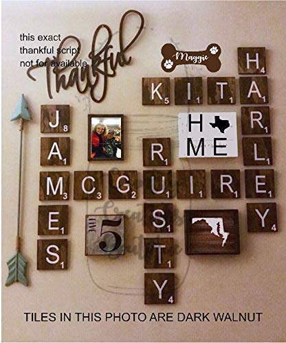 Scrabble 4 x 4 Tiles, Wooden Wall Ready to Hang Tiles, Wall Decor, Farmhouse Style, Scrabble Pieces, Personalized Sign, Wooden Letters