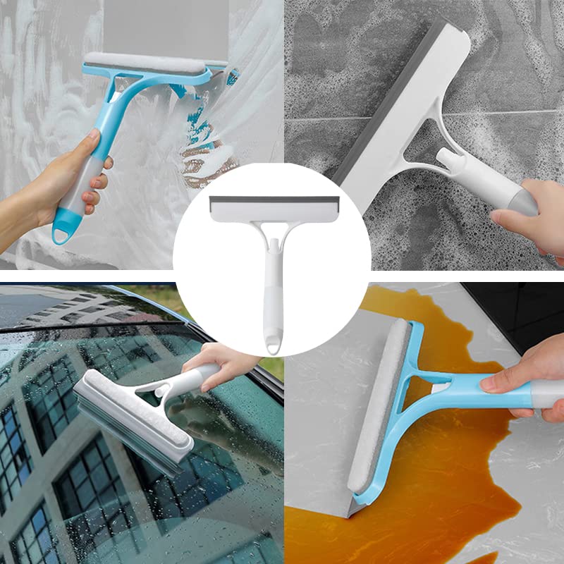 soputry 3 in 1 Window Cleaning Tool for Car Indoor Outdoor High Windows, 2023 New All-Purpose Window Squeegee Shower Squeegee for Glass Door Tile Cleaning (Blue)