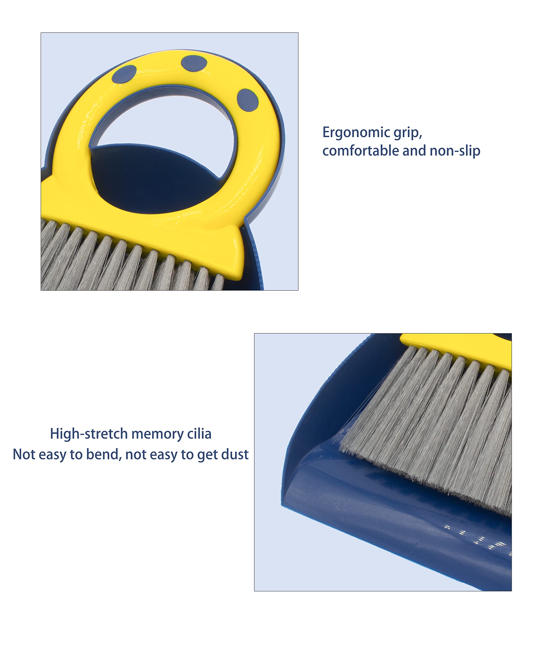Mini Dustpan Set of Collecting Tray and Brush Small Dustpan and Brush Set(Deep Blue)