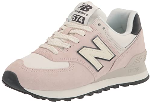 New Balance Women's 574 V2 Transcendent Pearl Sneaker, Washed Pink/Blacktop/Turtledove, 7.5