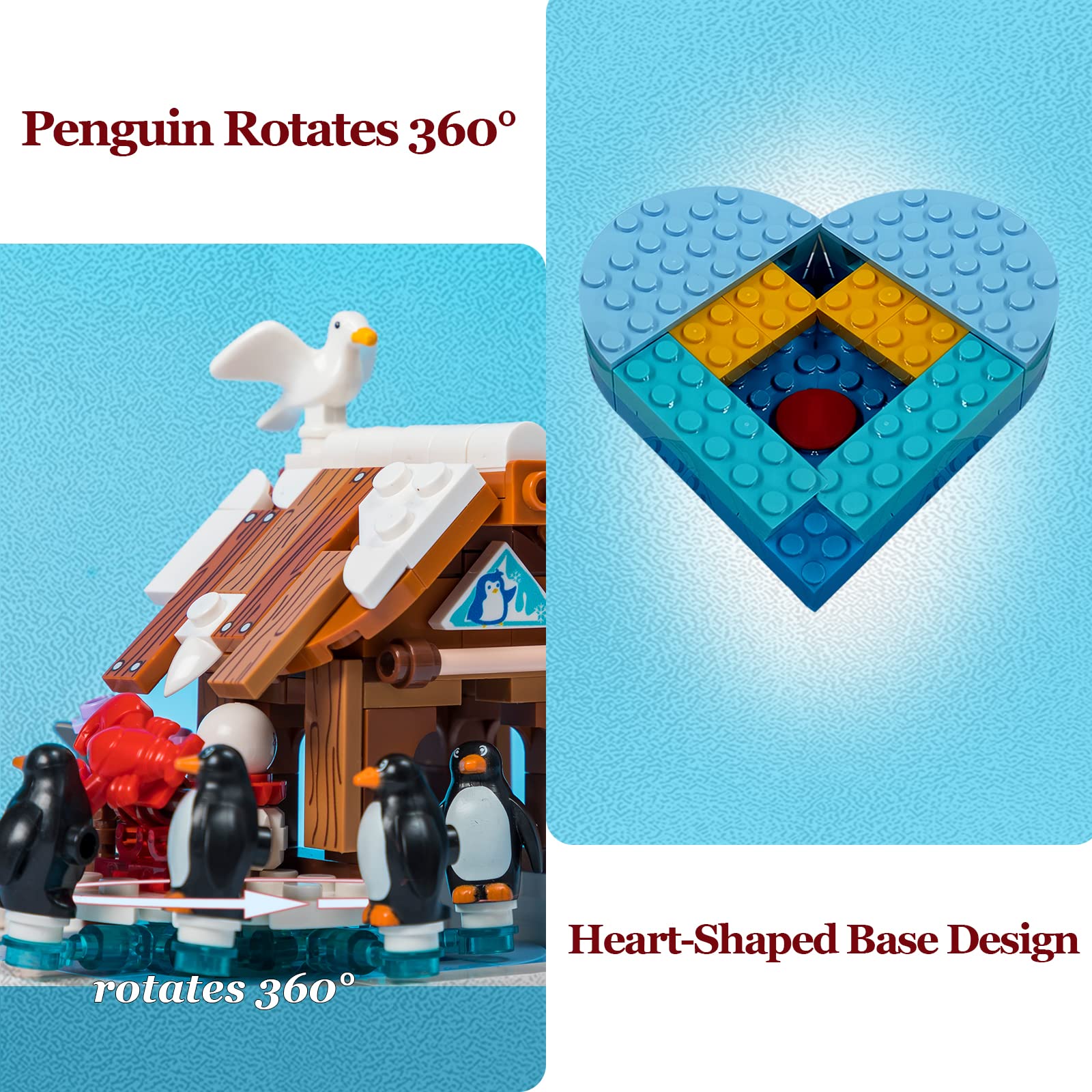 Mrkuriosity Penguin BBQ Resort Building Kits Blocks,Movable Building Blocks Toy Building Sets for Kids, Rotatable BBQ Penguin Toy Model Buliding Blocks, Kids' Brain Development Educational Toys…