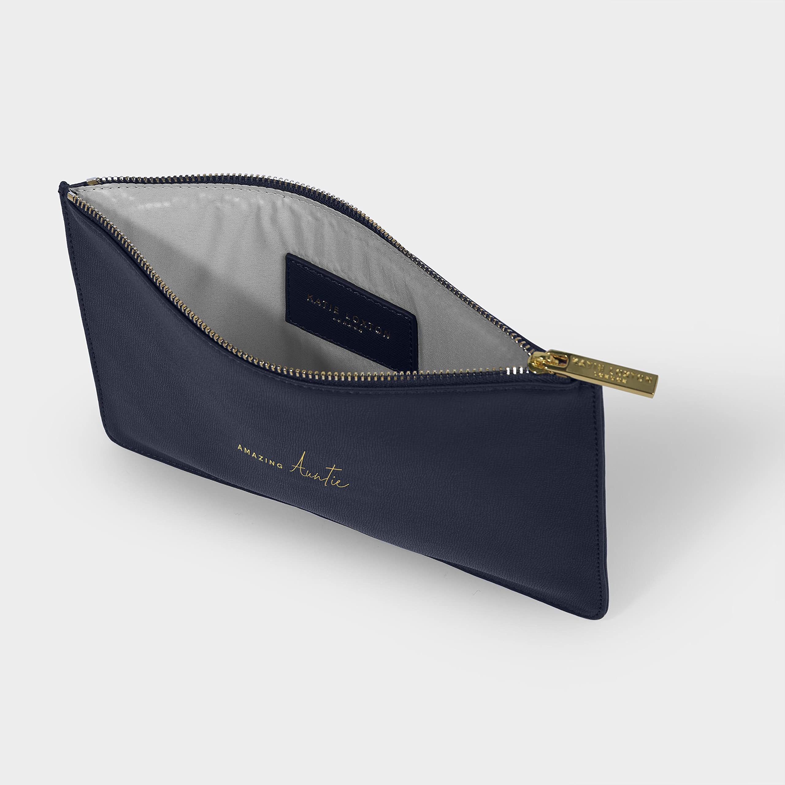 KATIE LOXTON Amazing Auntie Womens Medium Sustainable Style Sentiment Perfect Pouch Navy