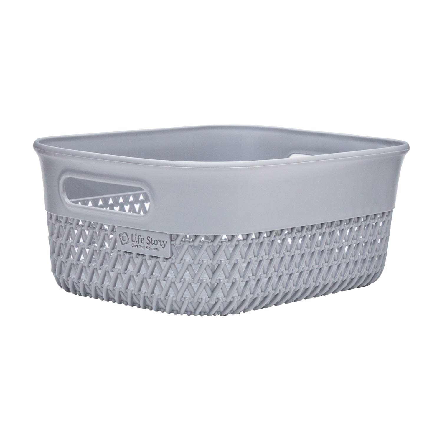 Life Story Lightweight Heavy Duty Storage Trendy Portable Woven Basket 4 Quarts, Grey (14 Pack)