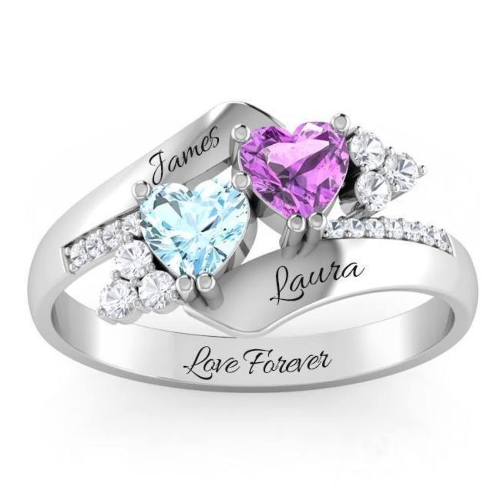 lagofit Personalized Sterling Silver Mothers Ring Custom Birthstone Rings for Women Engraved Name Promise Rings for Her Customized Jewelry Gifts