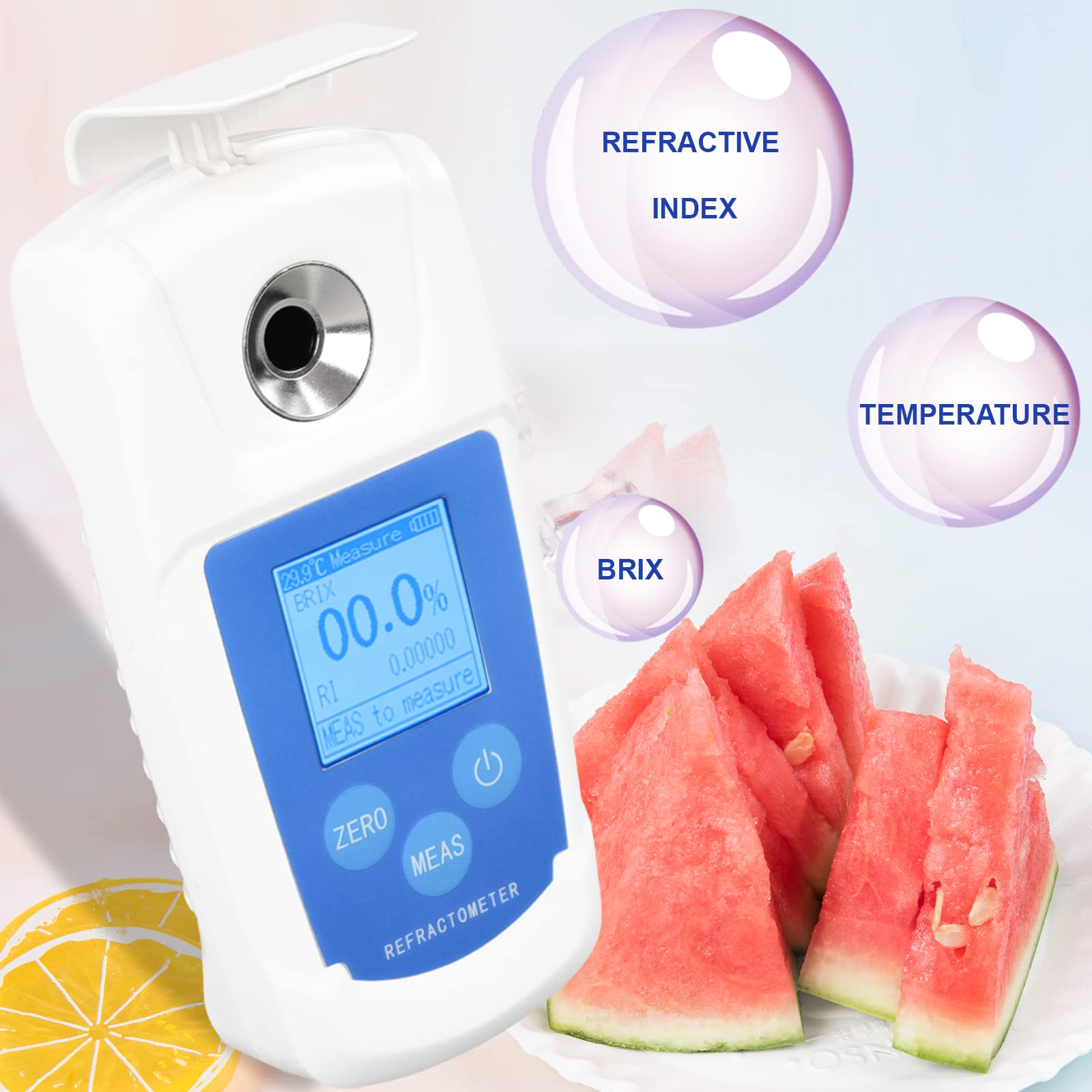 tipatyard Digital Brix Refractometer, 3 in 1 Brix Meter for Sugar with Automatic Temperature Compensation,Range 0-55%, Waterproof IP65