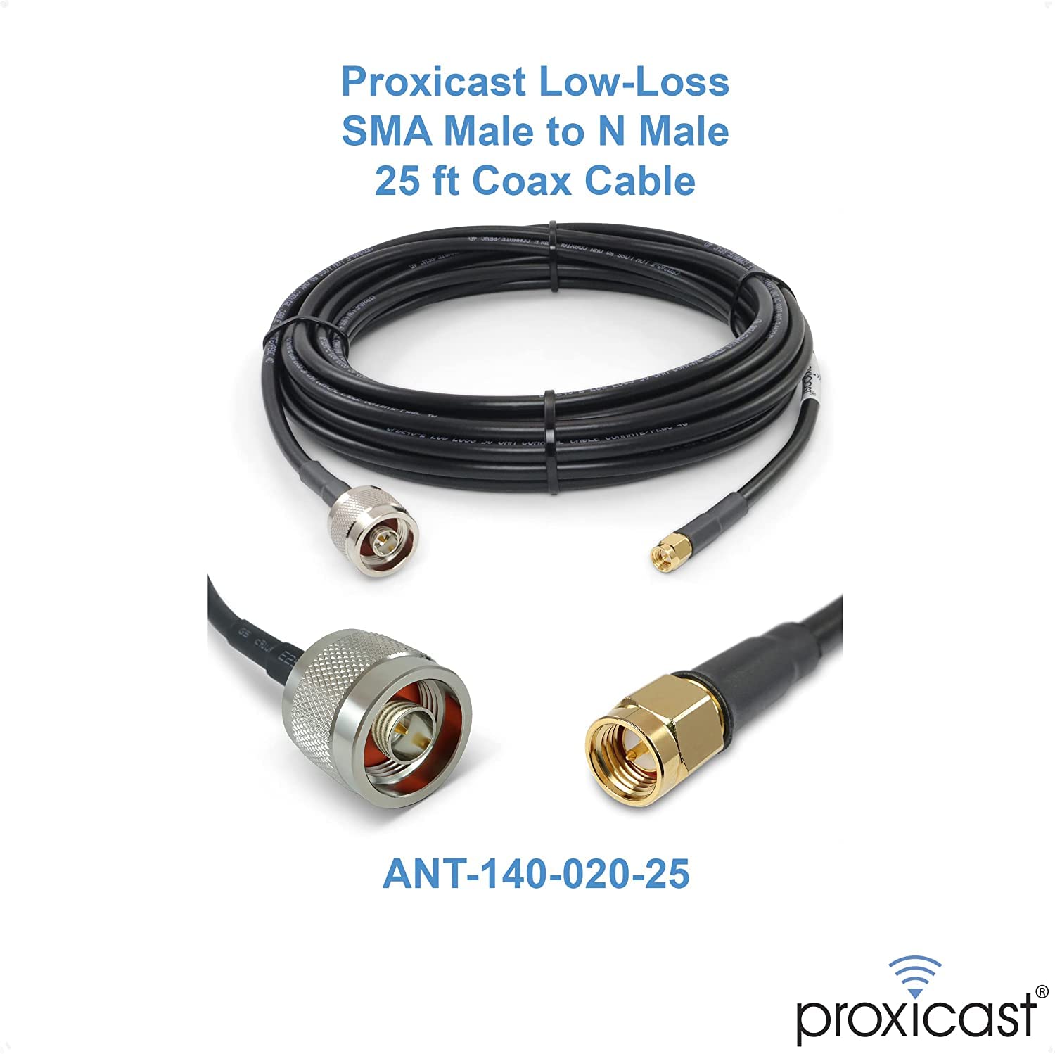 Proxicast 10 dBi 4G/5G/WiFI Omni Antenna + 25 ft Pro-Grade Coax Cable + Free Tape Bundle (ANT-126-002-BDL-25)