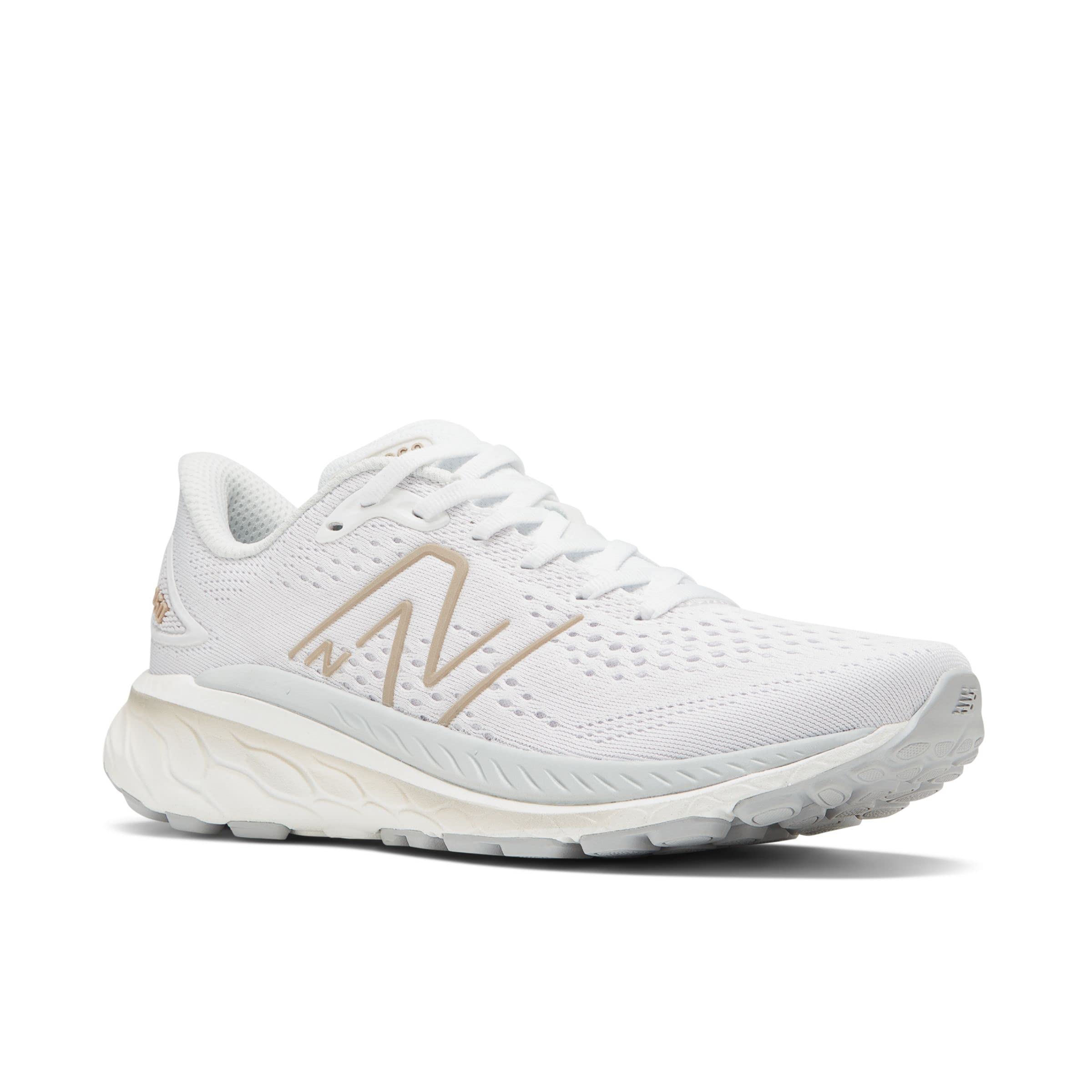 New Balance Women's Fresh Foam X 860 V13, White/Light Aluminum/Light Gold Metallic, 9