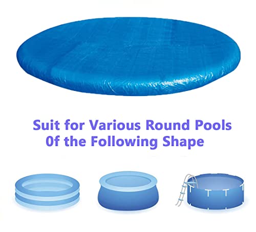 Round Pool Cover, Solar Covers for Above Ground Pools, Dust Pool Cover Protector with Drawstring Design for Round Inflatable Swimming Pools, Hot Tub Dustproof Cover (10FT)