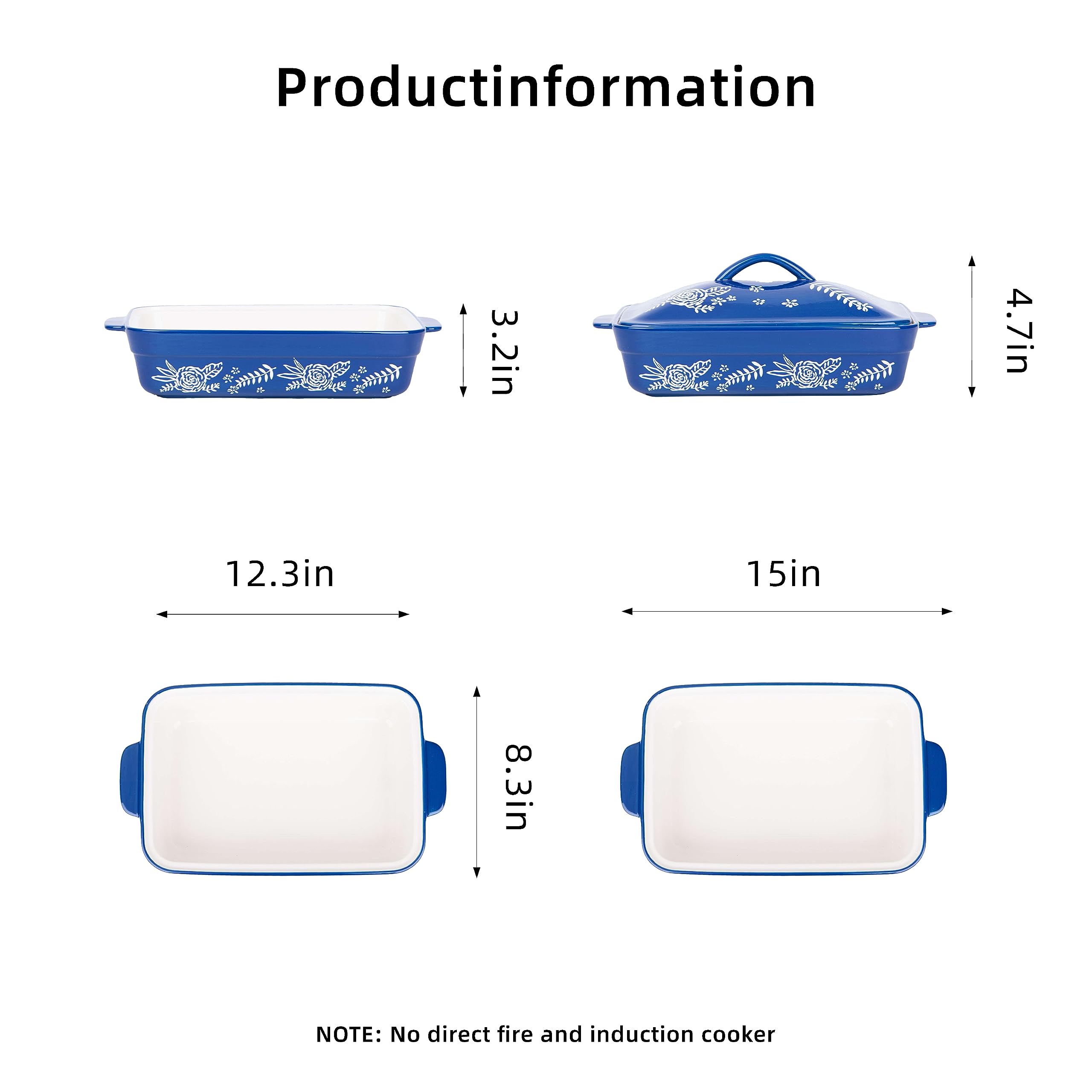 Wisenvoy Casserole Dish With Lid Casserole Dishes For Oven Baking Dishes For Oven Ceramic Casserole Dish Baking Dish