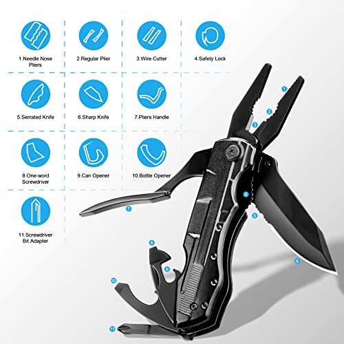 Pocket Knife, Multitool Folding Knife, Stainless Steel Portable Pocket Knifes, Tactical Folding Knife With Saw, Plier, Screwdriver, Bottle Opener, Holiday Gift For Father, Husband