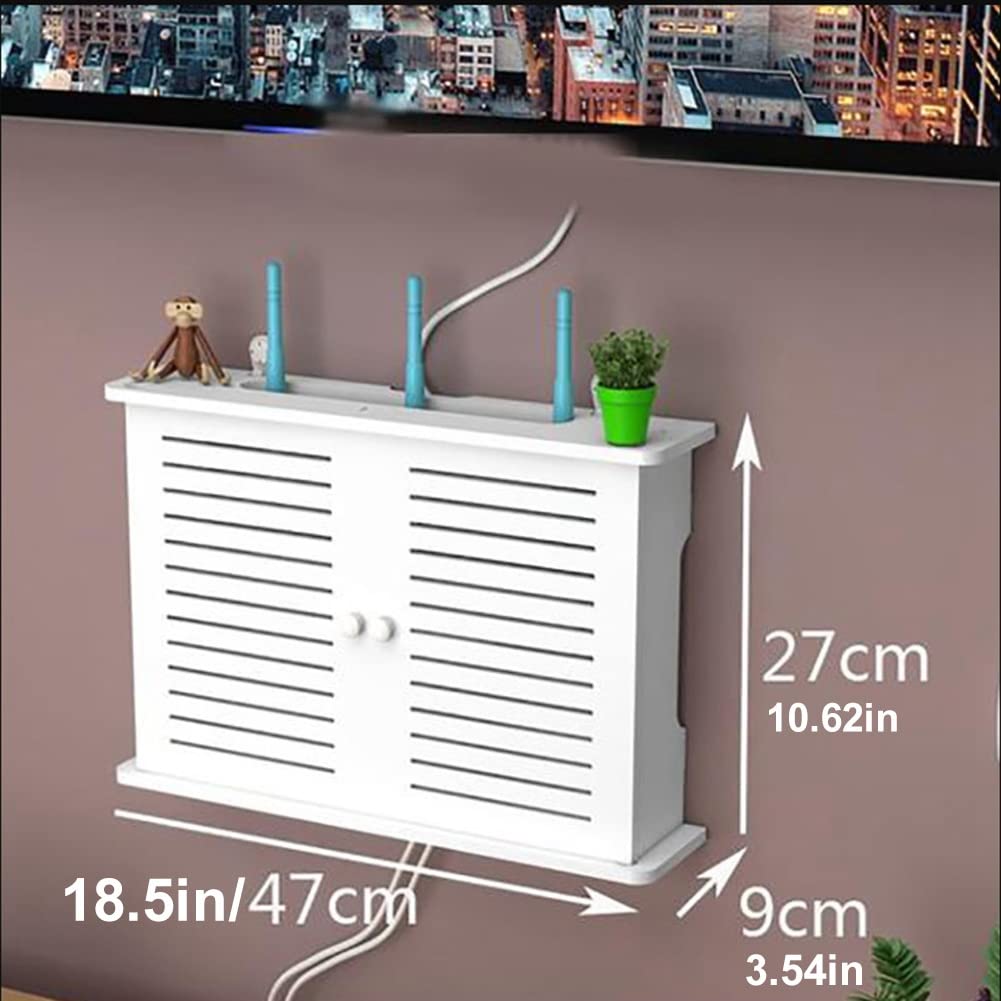 Smala Wireless WiFi Router Storage Boxes Wooden Box Cable Wire Bracket Wall Plug Board Storage Shelf L