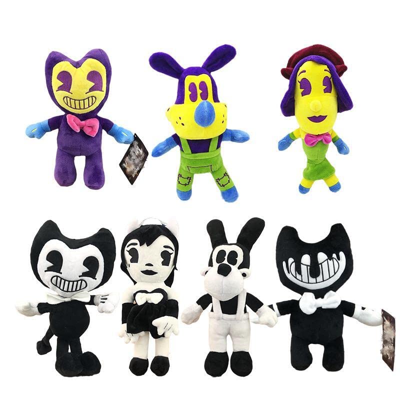 Msfdcdr Bendy 11.8" Plush Toy Doll - Cute Horror Game Soft Stuffed Animal for Kids & Game Fans (New Bendy)