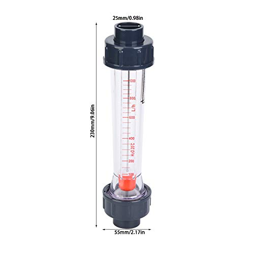 LZS-20(D) Plastic Tube Liquid Flowing Meters 100-1000L/H Liquid Flowing Rate Gauge 25mm/1in Water Rotameter Flat Mouth Hydraulic Valve Fittings Liquid Measuring Tool
