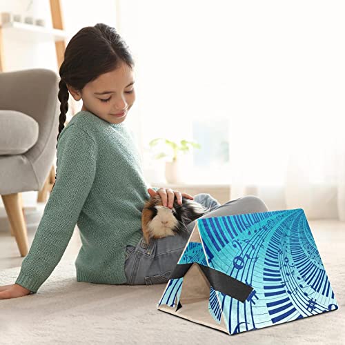 Y-DSIWX Guinea Pig Hideout House Bed, Music Piano Blue Rabbit Cave, Squirrel Chinchilla Hamster Hedgehog Nest Cage